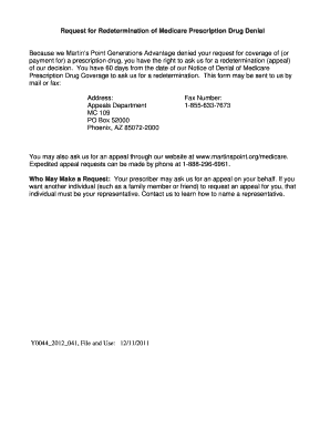 Fillable Online Medicare's Redetermination Request Form - Generations ...