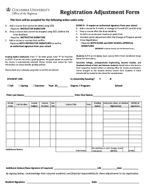 Fillable Online gs columbia Registration Add/Drop Form - gs columbia ...