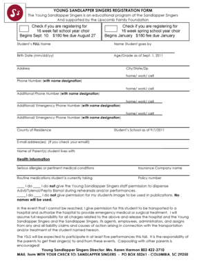 Fillable Online Registration Form - Sandlapper Singers Fax Email Print ...
