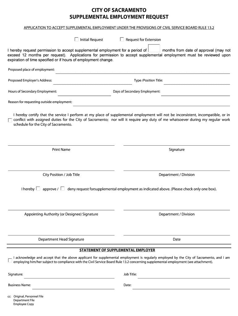 Fillable Online Application to Accept Supplemental Employment Fax Email ...