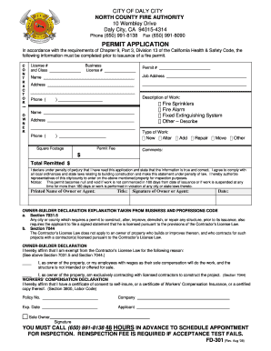 Fillable Online dalycity Fire Construction Permit Application - City of ...