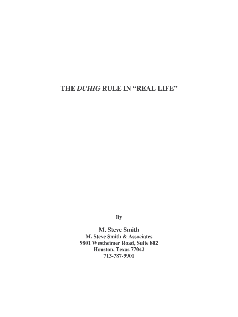Fillable Online THE DUHIG RULE IN REAL LIFE Fax Email Print - pdfFiller