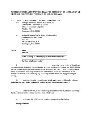 PETITION TO THE ATTORNEY GENERAL FOR REMISSION OR ... - Justice - Fill ...