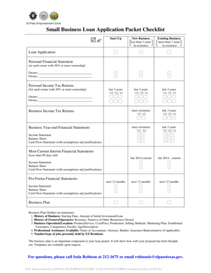 Fillable Online Small Business Loan Application Checklist Fax Email ...