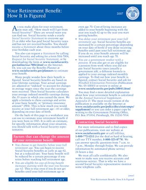 Fillable Online Your Retirement Benefit: How It Is Figured Fax Email ...