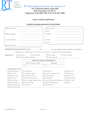Fillable Online Liquor Liability Fax Email Print - pdfFiller