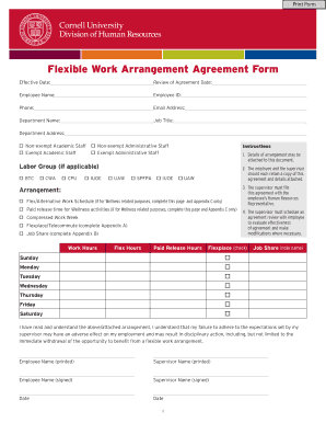 Fillable Online Flexible Work Arrangement Agreement Fax Email Print - pdfFiller