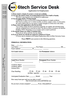 Fillable Online Service Desk Employment Application - Information ...