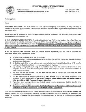 Fillable Online Welfare Assistance Application Form Fax Email Print ...