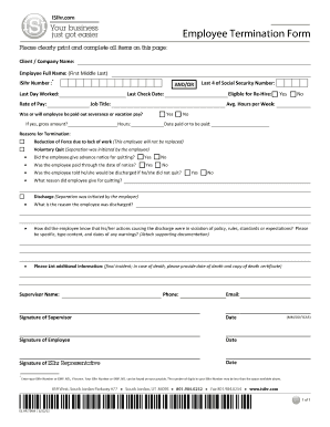 Fillable Online Employee Termination Documentation Fax Email Print ...