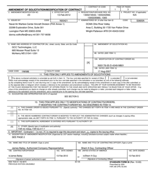 Fillable Online x amendment of solicitation/modification of contract ...
