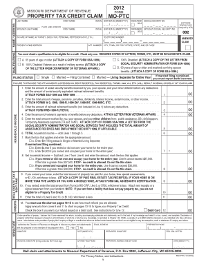 Fillable Online dor mo MO-PTC Property Tax Credit Claim. To assist with ...