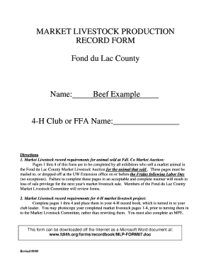 Fillable Online Market Livestock Production Record Form Fax Email Print - pdfFiller