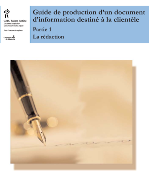 Remplissable En Ligne chu-sainte-justine Guide de production d'un ...