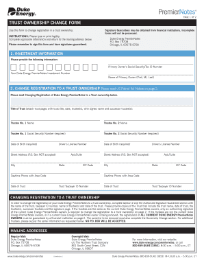 Fillable Online TrusT Ownership change FOrM - Duke Energy Fax Email ...