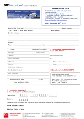 Fillable Online sae Exhibitors Order Forms - SAE - sae Fax Email Print ...