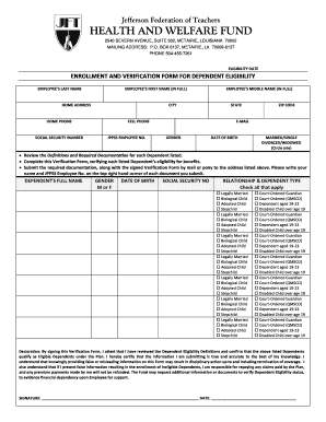 Fillable Online Dependent Eligibility Verification Form Fax Email Print - pdfFiller