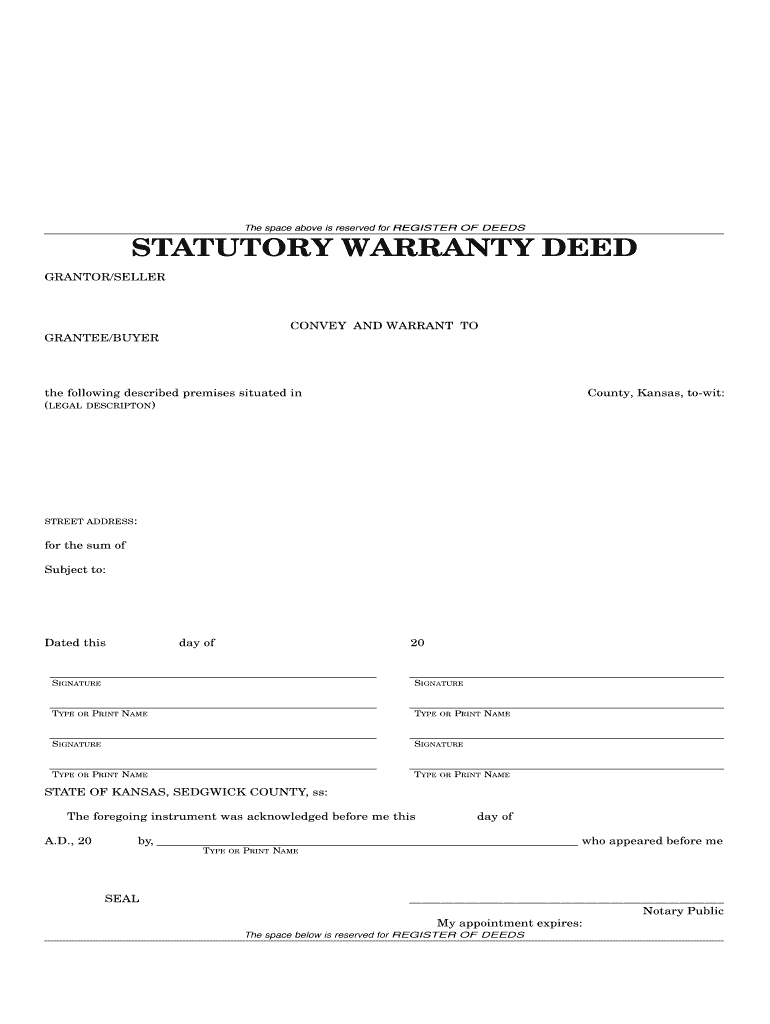 Fillable Online STATUTORY WARRANTY DEED Fax Email Print - pdfFiller