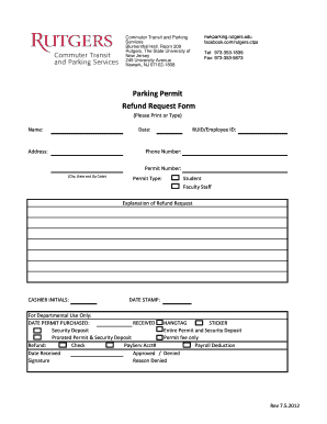 Fillable Online Parking Permit Refund Request Form - Parking and ...