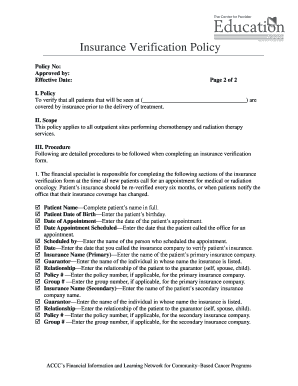 Insurance Verification Policy - Accc-cancer - Fill and Sign Printable ...