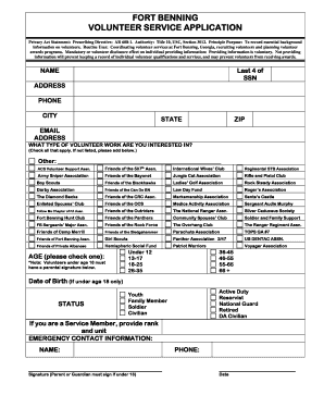Fillable Online Volunteer Service Application Fax Email Print - pdfFiller