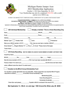 Fillable Online mhja Membership Application - Michigan Hunter Jumper ...