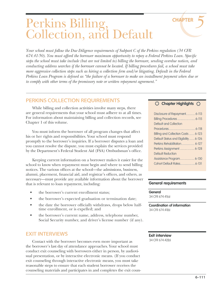 Fillable Online Perkins Billing, Collection, and Default Procedures Fax ...