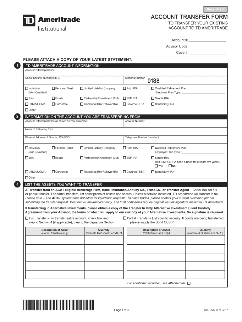 Fillable Online TD Ameritrade Account Transfer Form Fax Email Print - pdfFiller