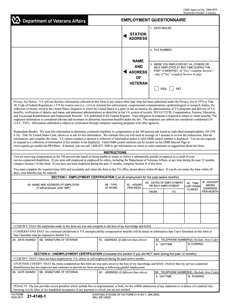 VA Employment Form 2011-2021 - Fill and Sign Printable Template Online ...