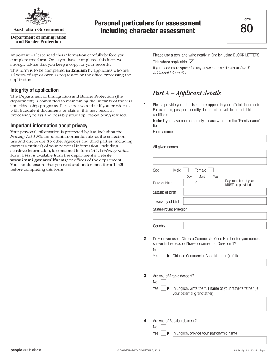 AU Form 80 2023 Printable Blank PDF Online AU Form 80 2023 Printable Blank PDF Online