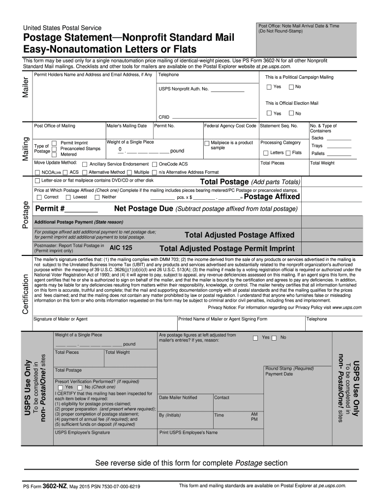 2015 Form USPS PS 3602 NZ Fill Online Printable Fillable Blank 2015 Form USPS PS 3602 NZ Fill Online Printable Fillable Blank