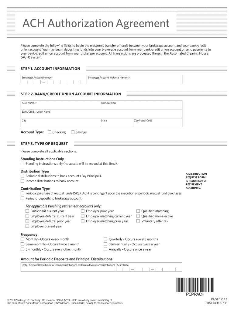 Printable Blank Ach Authorization Form Template