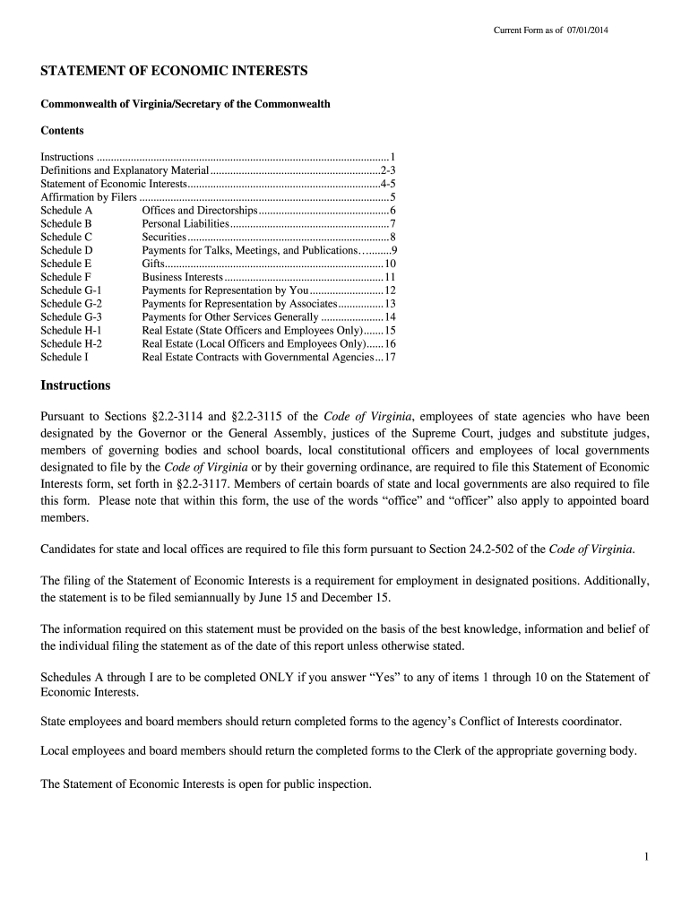 Economic Interests 2014 2019 Form Fill Out Sign Online DocHub