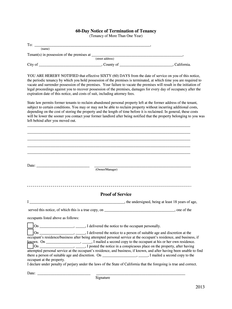 Free Printable 60 Day Notice To Vacate California Printable Templates
