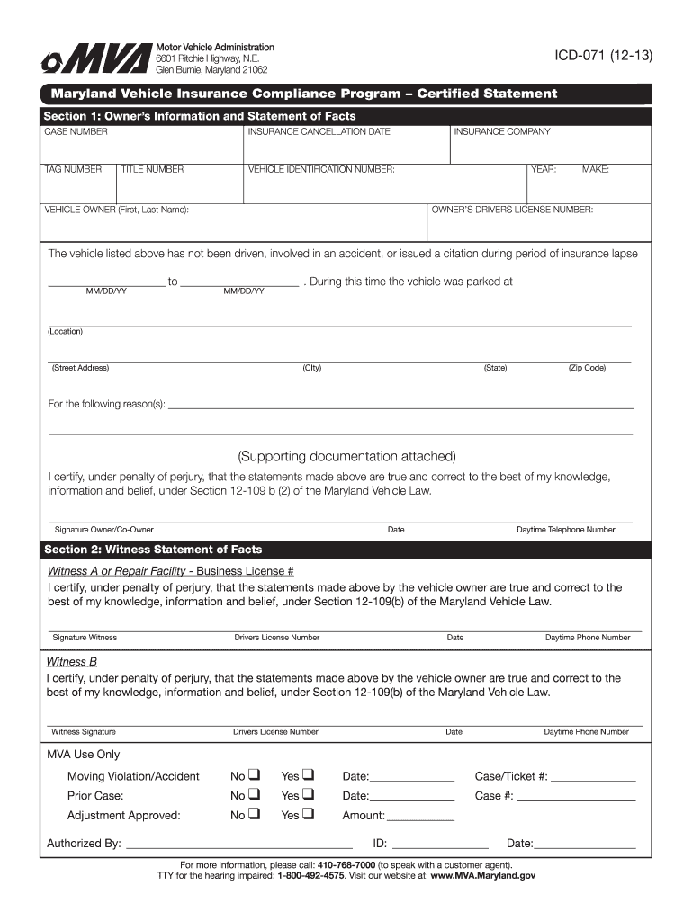 2013-2025 Form MD ICD-071 Fill Online, Printable, Fillable, Blank ...