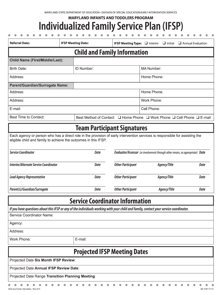 Individualized Family Service Plan Example Fill Online Printable 