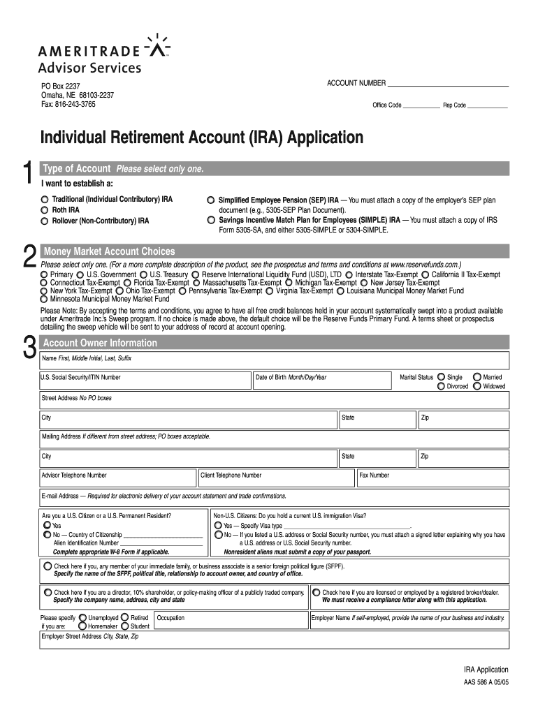 Fillable Online Individual Retirement Account (IRA) Application Fax ...