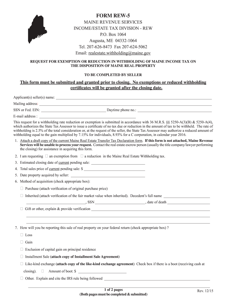 2016 Form ME MRS REW-5 Fill Online, Printable, Fillable, Blank - pdfFiller