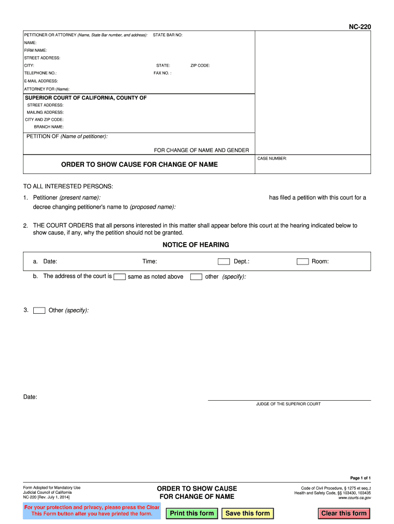 2014-2026 Form CA NC-220 Fill Online, Printable, Fillable, Blank ...