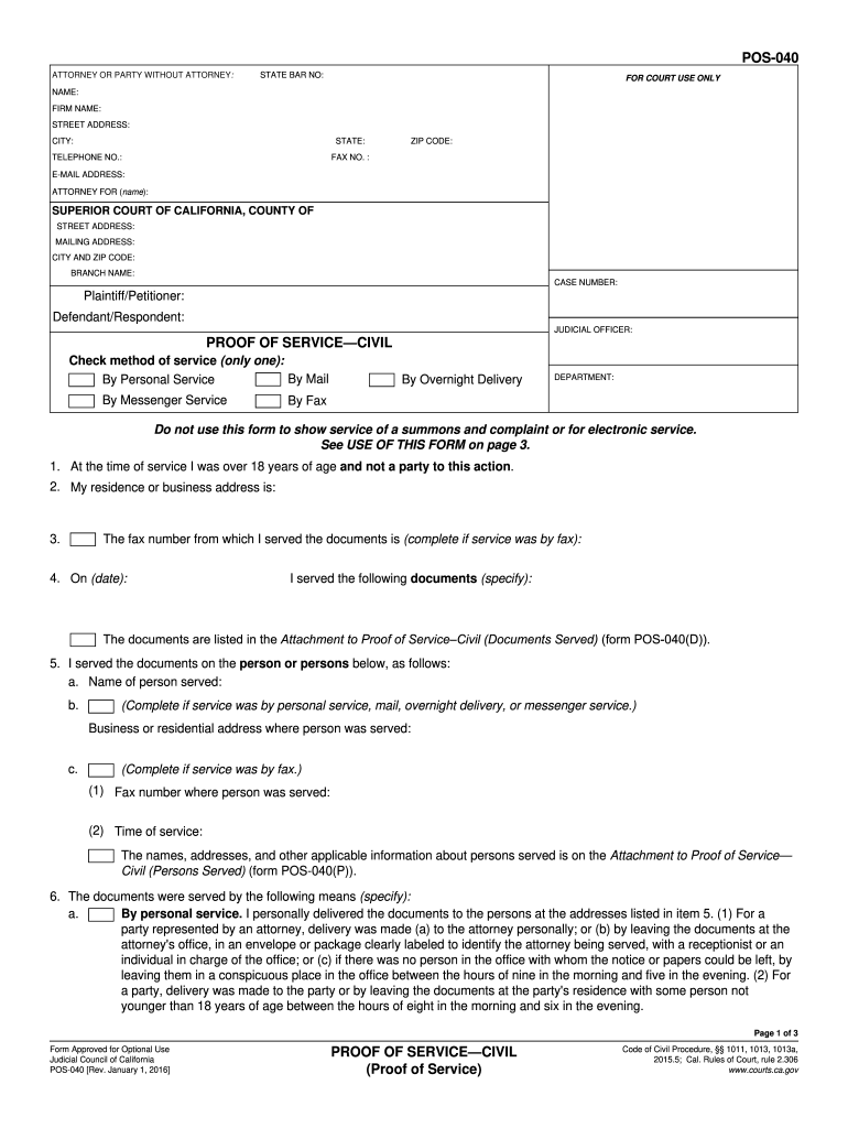 2016 2020 Form CA POS 040 Fill Online Printable Fillable Blank 