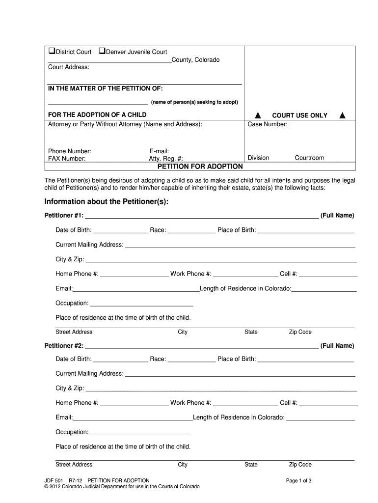CO JDF 501 Form - Fill Online, Printable, Fillable, Blank - pdfFiller