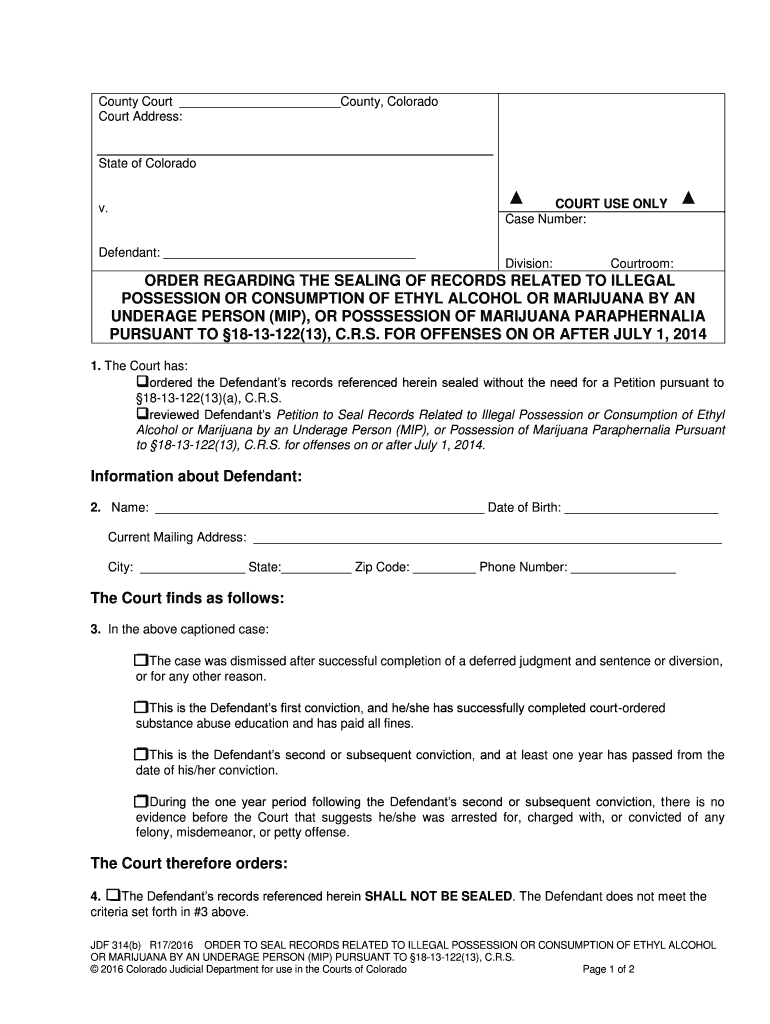 CO JDF 314(b) 2016-2022 - Complete Legal Document Online | US Legal Forms