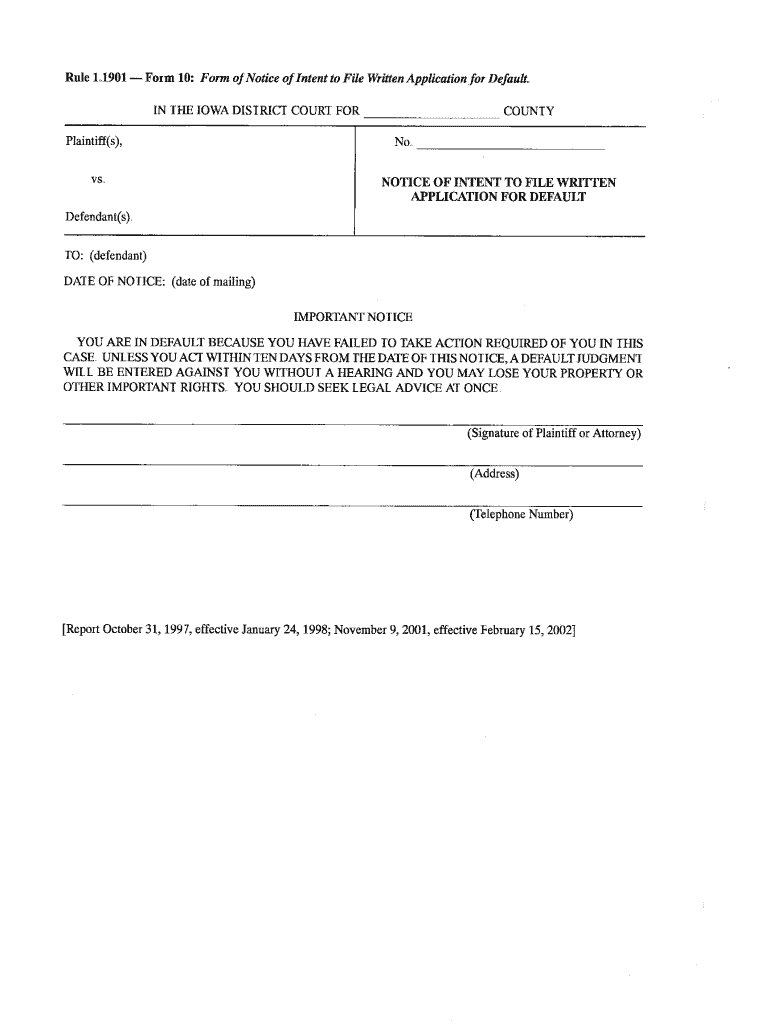 Iowa Notice Intent Fill Online Printable Fillable Blank PdfFiller Iowa Notice Intent Fill Online Printable Fillable Blank PdfFiller