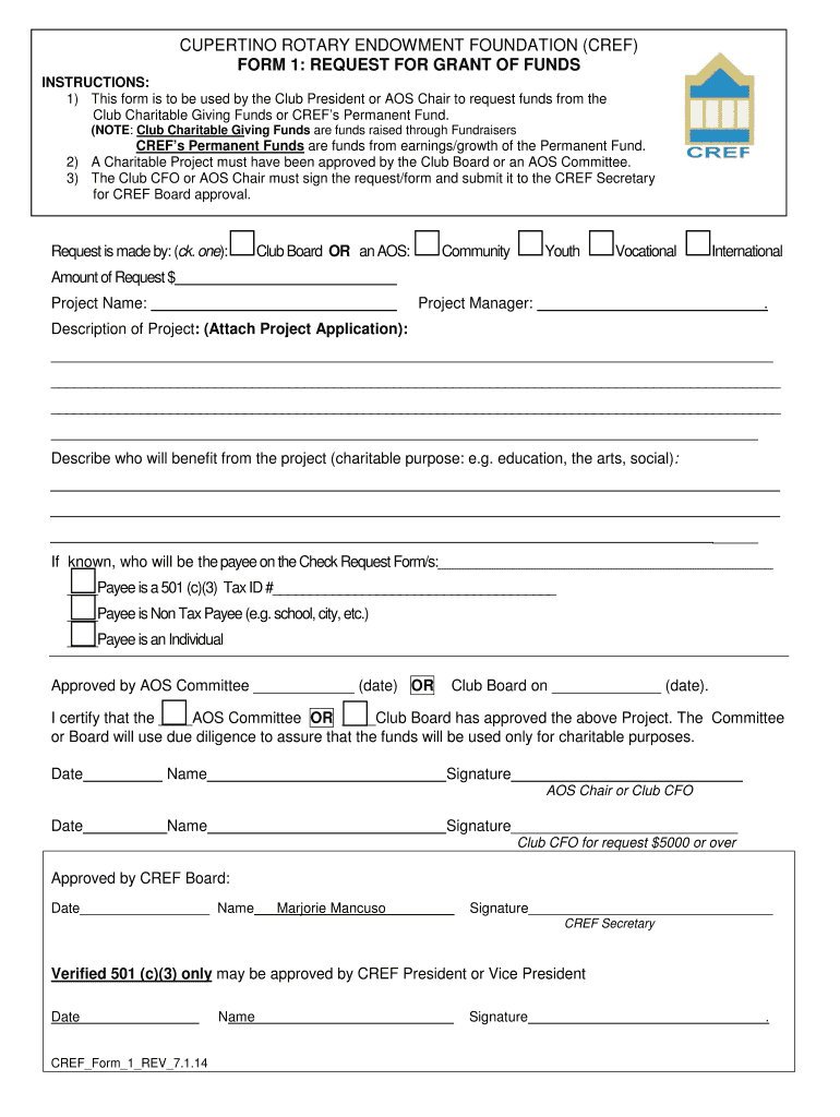 Fillable Online clubrunner (cref) form 1 - ClubRunner Fax Email Print ...