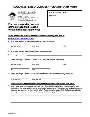 Fillable Online co washington or Solid waste/recycling service ...
