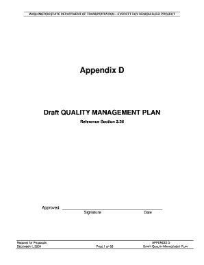 Fillable Online wsdot wa RFP Appendix D Everett HOV Draft Quality Management Plan - wsdot wa Fax ...