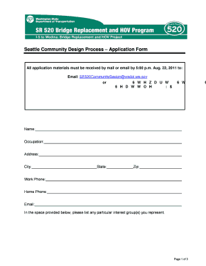 Fillable Online wsdot wa SR 520 I-5 to Medina Bridge Replacement and ...