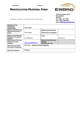 Fillable Online CONFIDENTIAL FORM GC1 MODIFICATION PROPOSAL FORM ...