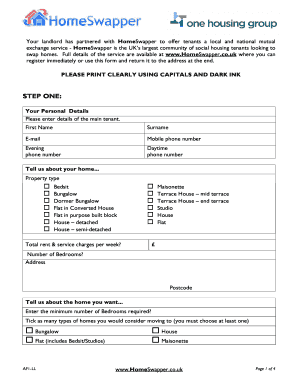 Fillable Online Application Form.pdf - One Housing Group Fax Email ...
