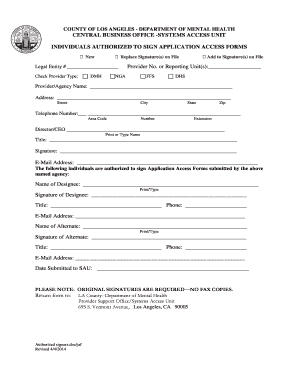 Fillable Online lacdmh lacounty Individuals Authorized to Sign Applications Access Form Fax ...